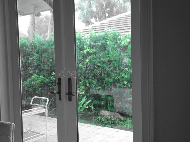 Rain Falling Outside a Window Stock Image - Image of product, fall ...