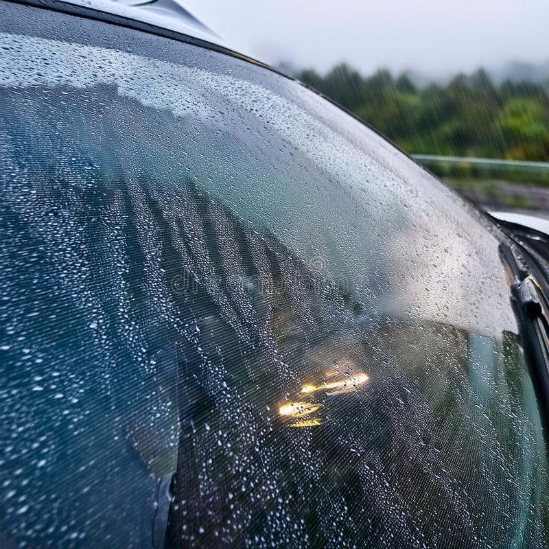 Rain Falling on the Windscreen, AI Generated Stock Illustration ...