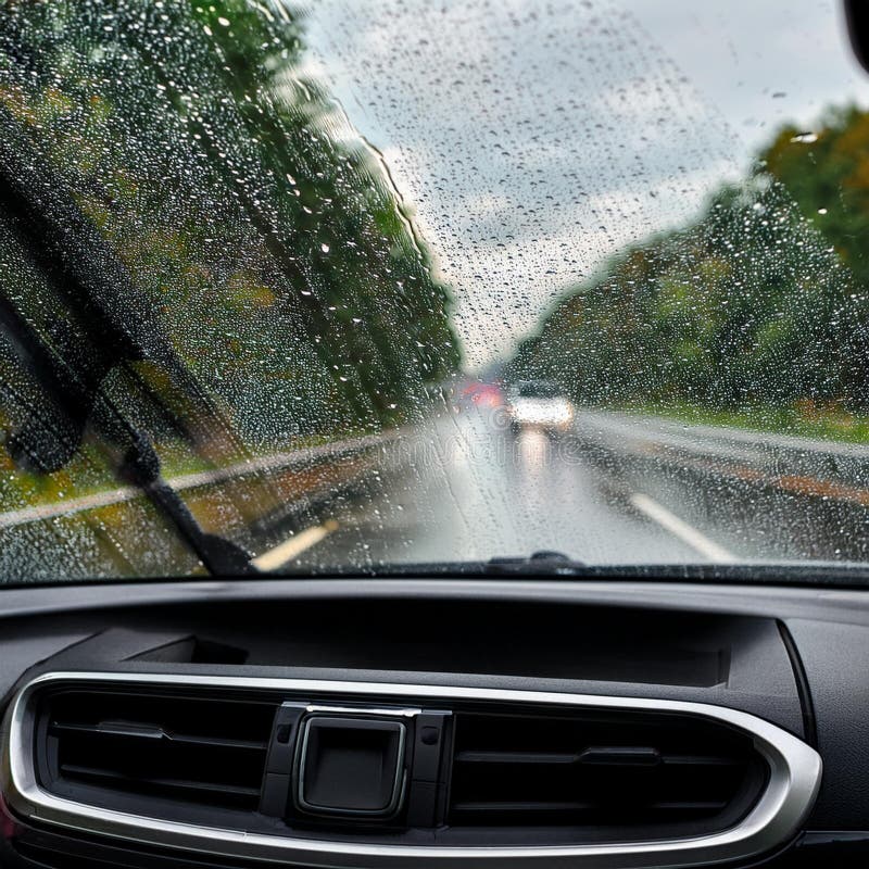 Rain Falling on the Windscreen Stock Illustration - Illustration of ...