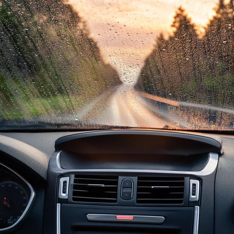 Rain Falling on the Windscreen Stock Illustration - Illustration of ...