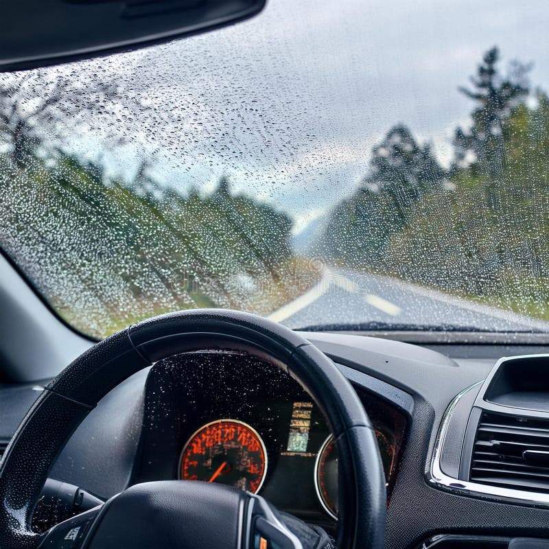 Rain Falling on the Windscreen Stock Illustration - Illustration of ...