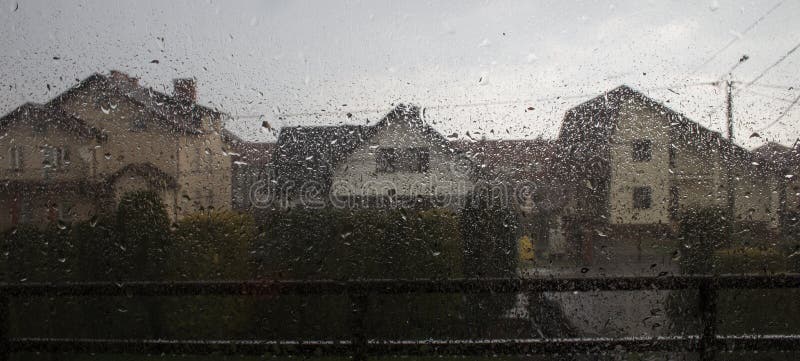 Rain Falls on the Window Glass. Background. Stock Photo - Image of grow ...