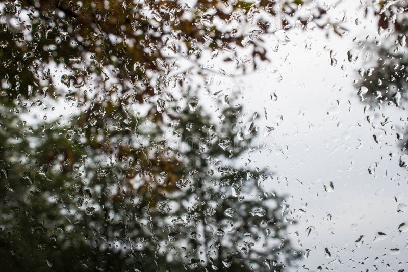 Rain Falls On The Window Glass. Background. Stock Image - Image of ...