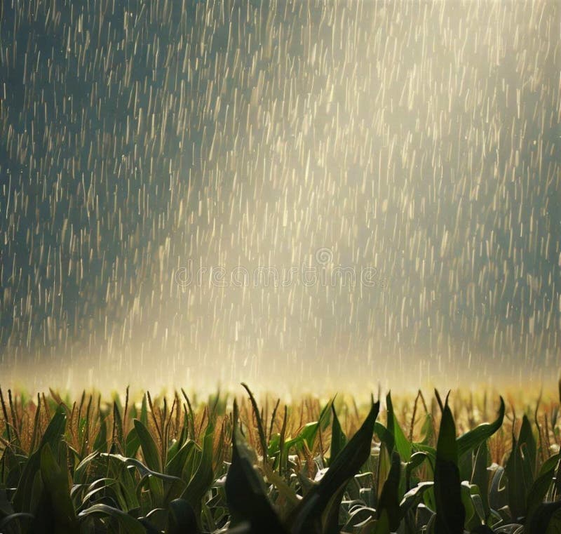 Rain in the field stock illustration. Illustration of flower - 288723046