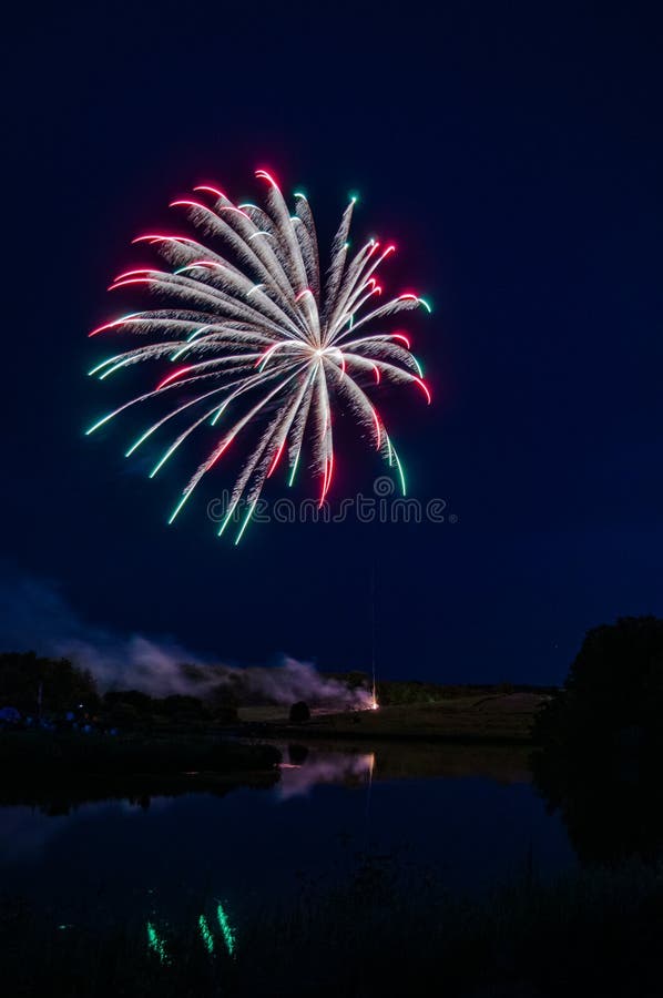 Firework Show, Colorful Salute in the Night Sky Stock Image - Image of ...