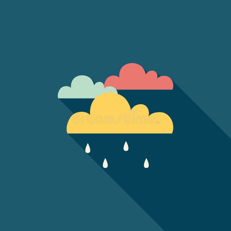Rain Flat Icon with Long Shadow Stock Vector - Illustration of blue ...