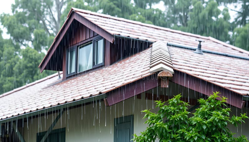 Rain Flow on the Roof, Wet House 2 Stock Illustration - Illustration of ...