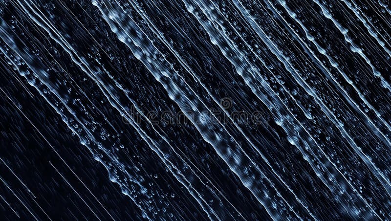 Rain Flows Down a Window at Night Creating Diagonal Streaks of Water ...