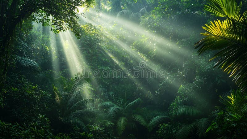 Rain Forest Path in the Deep Jungle. Stock Photo - Image of stone ...