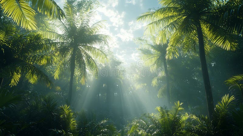Rain Forest Path in the Deep Jungle. Stock Photo - Image of waterfall ...