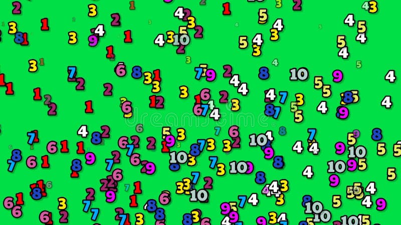 Rain in the Form of Numbers 1-10 with Various Colors. with Green Screen ...