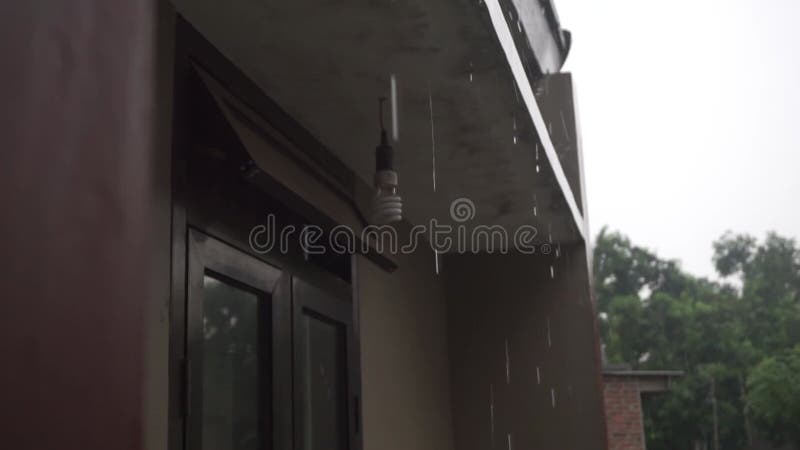 It S Raining in Front of the House with Cloudy Weather. Stock Footage ...