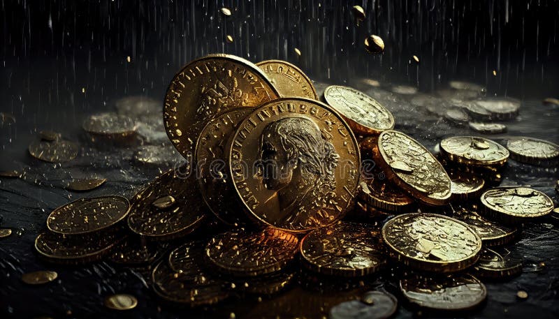 Rain of Gold Coins Wallpaper Stock Illustration - Illustration of money ...