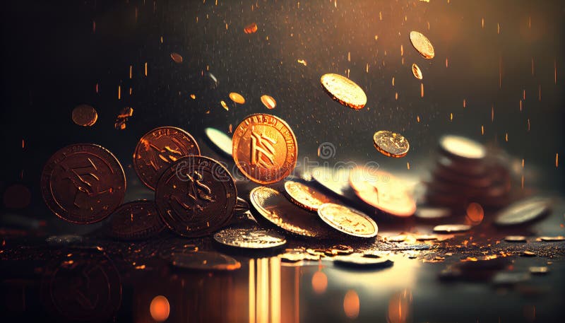 Rain of Gold Coins Wallpaper Stock Illustration - Illustration of ...