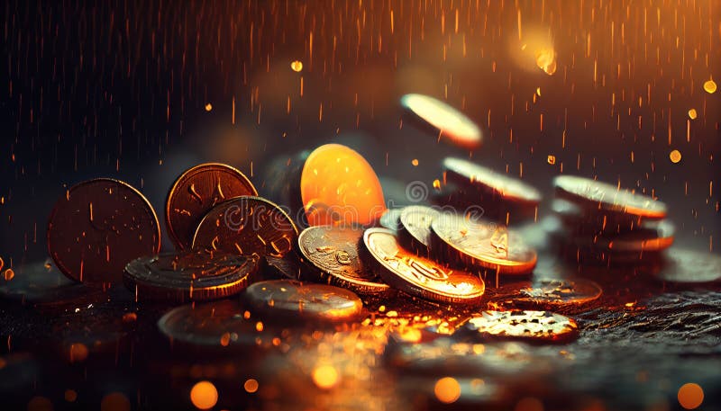 Rain of Gold Coins Wallpaper Stock Illustration - Illustration of grow ...