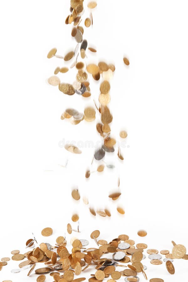 Falling Gold Coins stock photo. Image of white, obverse - 36696196