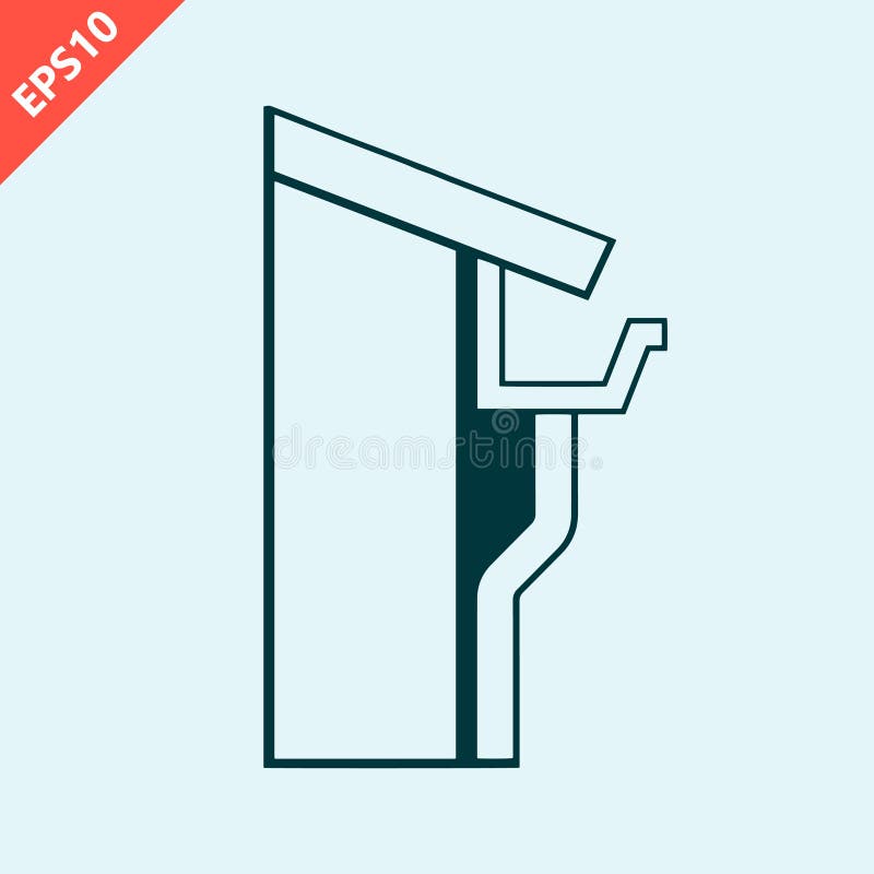 Rain Gutter Icon Flat Isolated Vector Stock Vector - Illustration of ...
