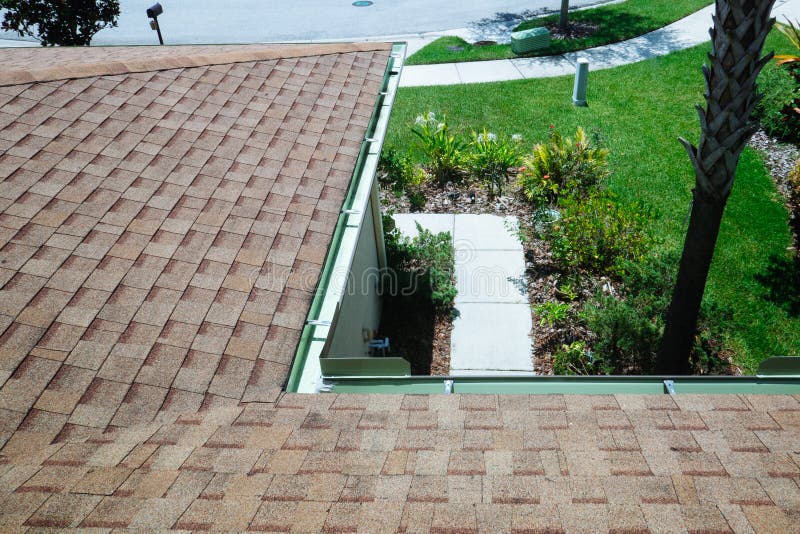 Construction of a New Modern House.Newly Installed Rain Gutter on House ...