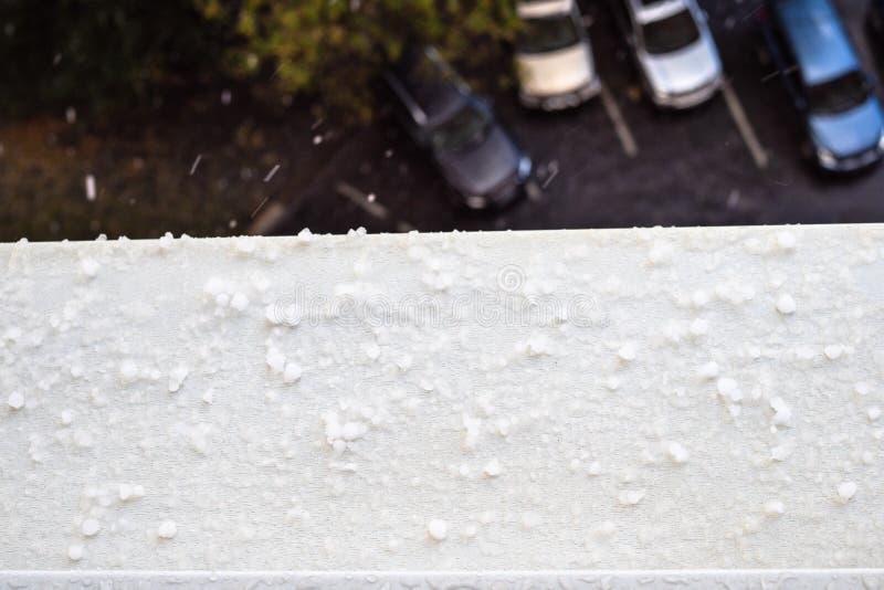 Rain and Hail Fall on the Window Sill Stock Image - Image of plastic ...
