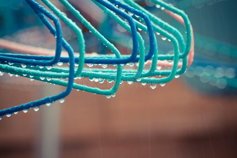 Rain on Hangers on a Rainy Day. Stock Image - Image of frost, hoarfrost ...
