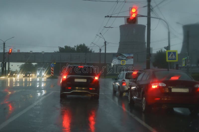 Rain on the highway. stock image. Image of dusk, movement - 96919359