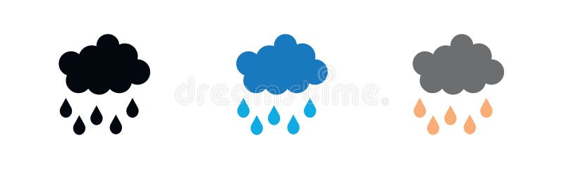 Rain Icon Line Art Logo Set Stock Vector - Illustration of blue, cloud ...