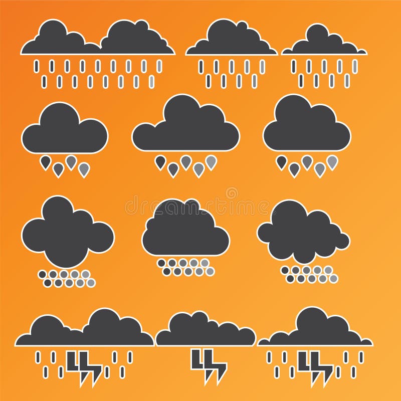 Rain icon set stock vector. Illustration of cloud, design - 57756465