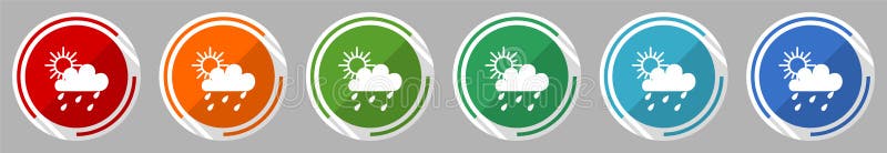 Rain Icon Set, Vector Illustration in 6 Colors Options for Webdesign ...