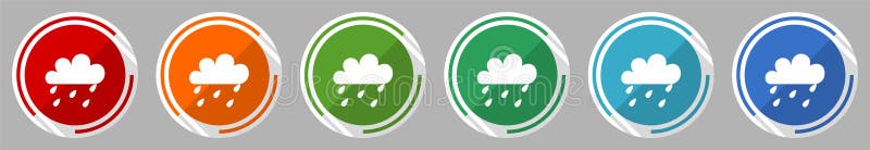 Rain Icon Set, Vector Illustration in 6 Colors Options for Webdesign ...