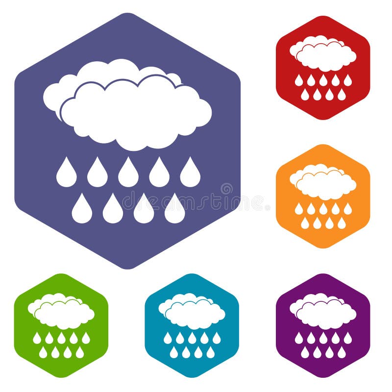 Rain icons set hexagon stock vector. Illustration of drop - 91324628