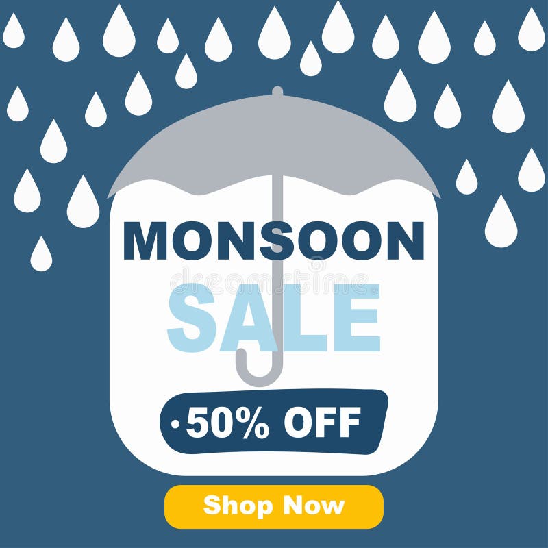 Rain-inspired Sale Banner Showcasing Vibrant Monsoon Elements Stock ...