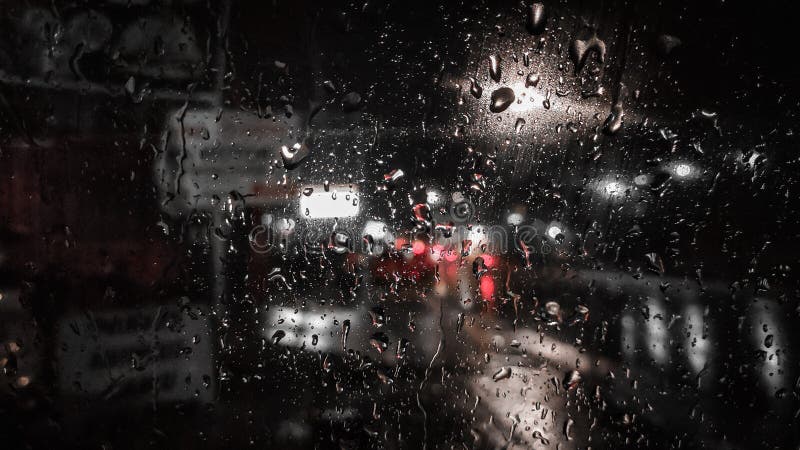 Rain with light at night stock image. Image of monochrome - 264067293