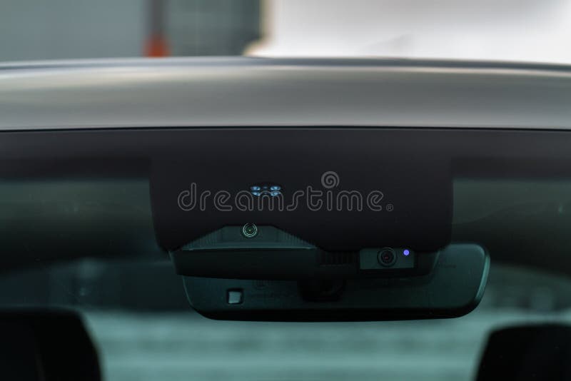 Rain and Light Sensor on the Windshield of the Car. Stock Image - Image ...