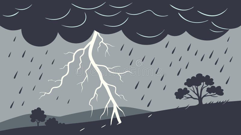 Rain and Lightning Storm, Severe Weather and Dramatic Nature Scene ...
