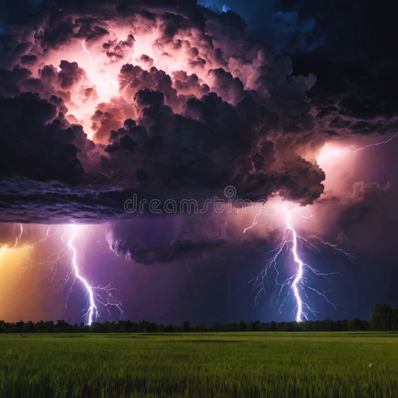 Huge Thunderstorm Cloud with Lightning Activity Stock Image - Image of ...