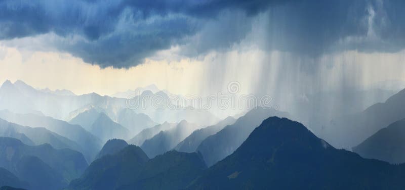 Rain in mountains stock image. Image of heavy, clouds - 55656969