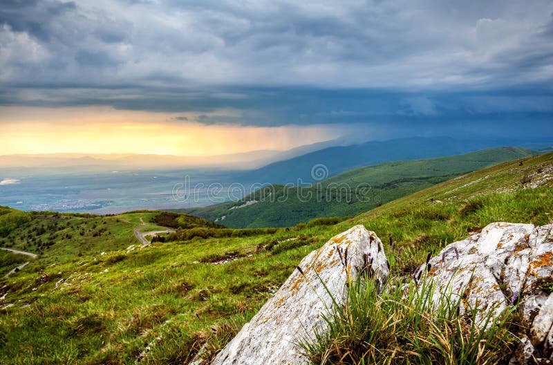 Rain in mountains stock image. Image of heavy, clouds - 55656969