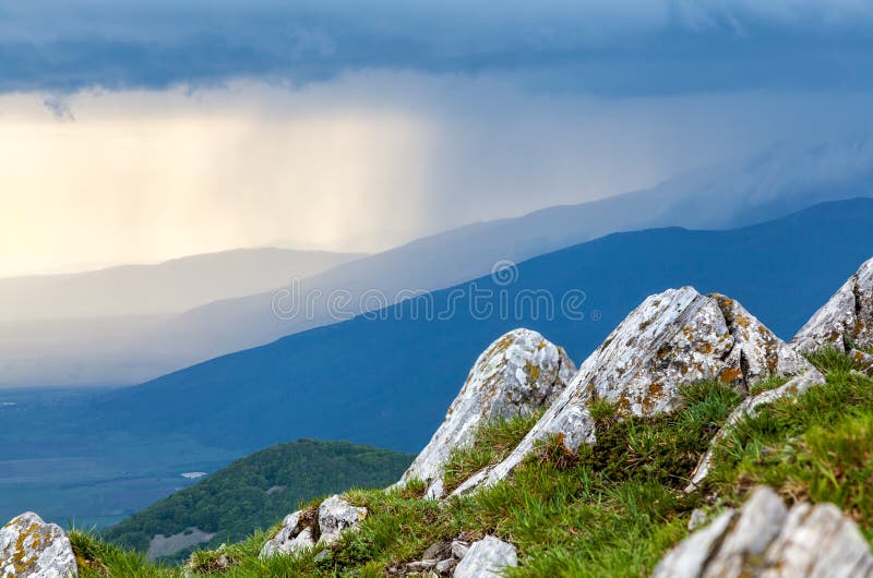 Rain in mountains stock image. Image of mountain, natural - 248595099