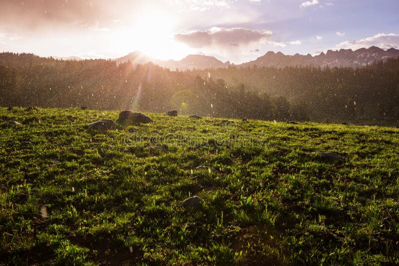 Rain in mountains stock image. Image of view, crop, summer - 260908285