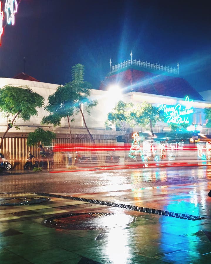 Rain at night stock image. Image of lighting, rain, city - 210975535