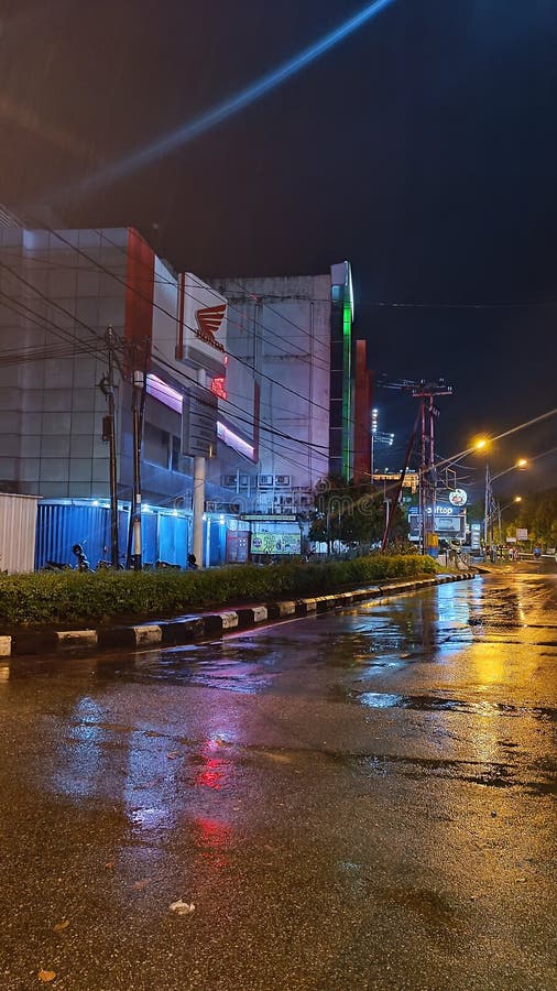 Rain Night Pontianak City in West Borneo Editorial Image - Image of ...