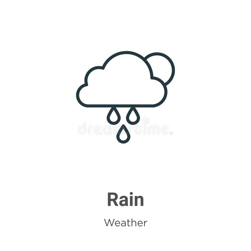 Rain Outline Vector Icon. Thin Line Black Rain Icon, Flat Vector Simple ...