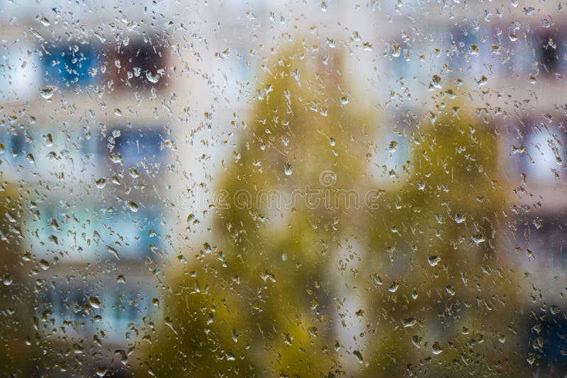 Rain Outside the Window, Drops of Rain on the Windowpane Stock Photo ...