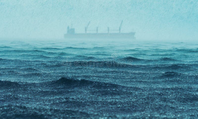 Rain Over the Sea Waves, Natural Background Stock Photo - Image of ...