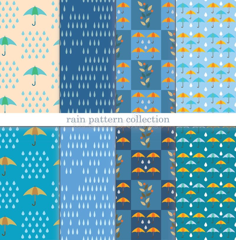 Rain pattern collection stock vector. Illustration of doodle - 74777592