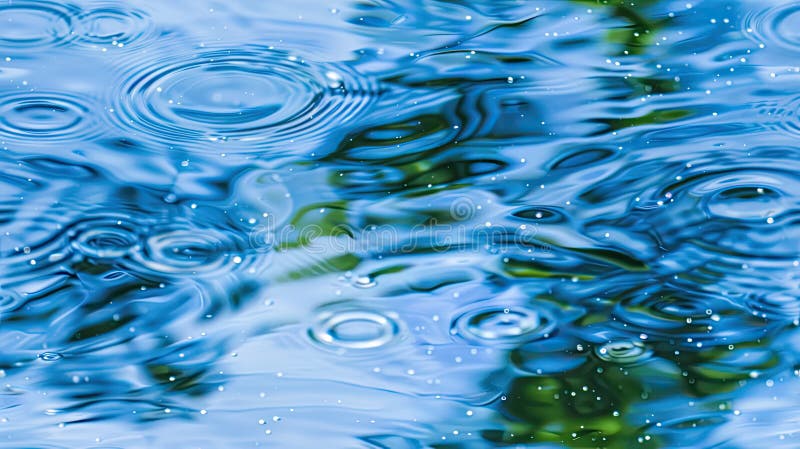 Rain Pattern on the Water Surface, with Raindrops Creating Delicate ...