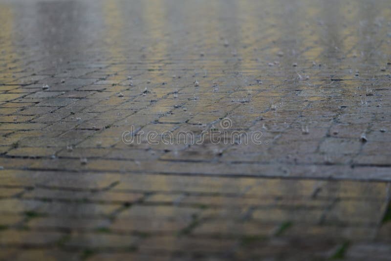 Rain on Pavement As a Close Up Stock Photo - Image of storm, rainy ...