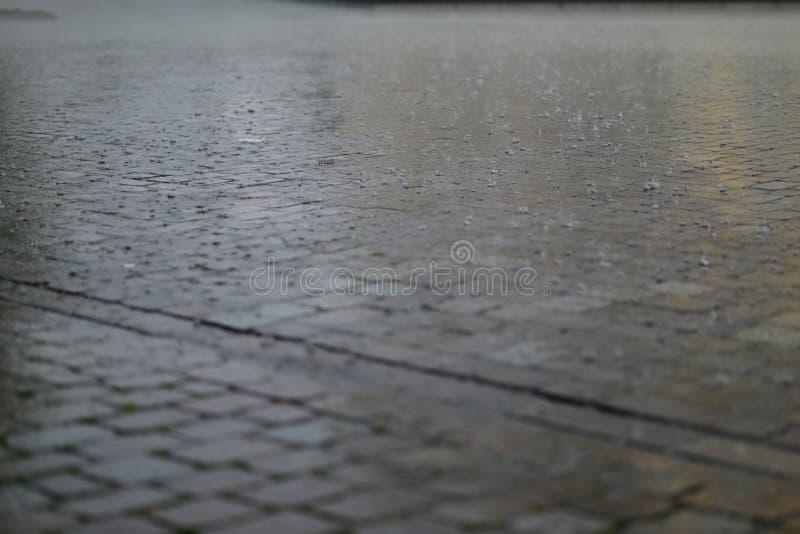 Rain on Pavement As a Close Up Stock Photo - Image of rainy, storm ...