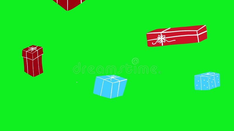 Rain of Present Boxes Falling Down on the Green Background, Holiday ...