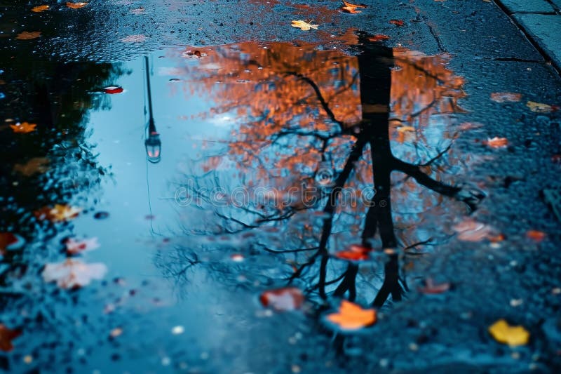 Rain Puddle Reflections stock illustration. Illustration of puddle ...